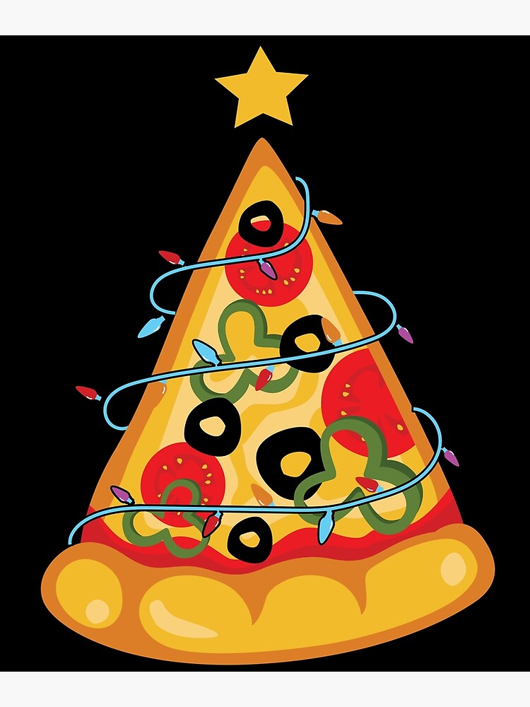 Lámina metálica «Funny Merry Pizzamas Pizza Luces del árbol de Navidad ...