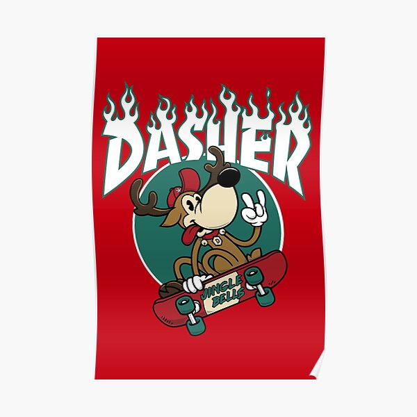 Póster «Dasher - Reno de skate - Divertidos dibujos animados de Navidad ...