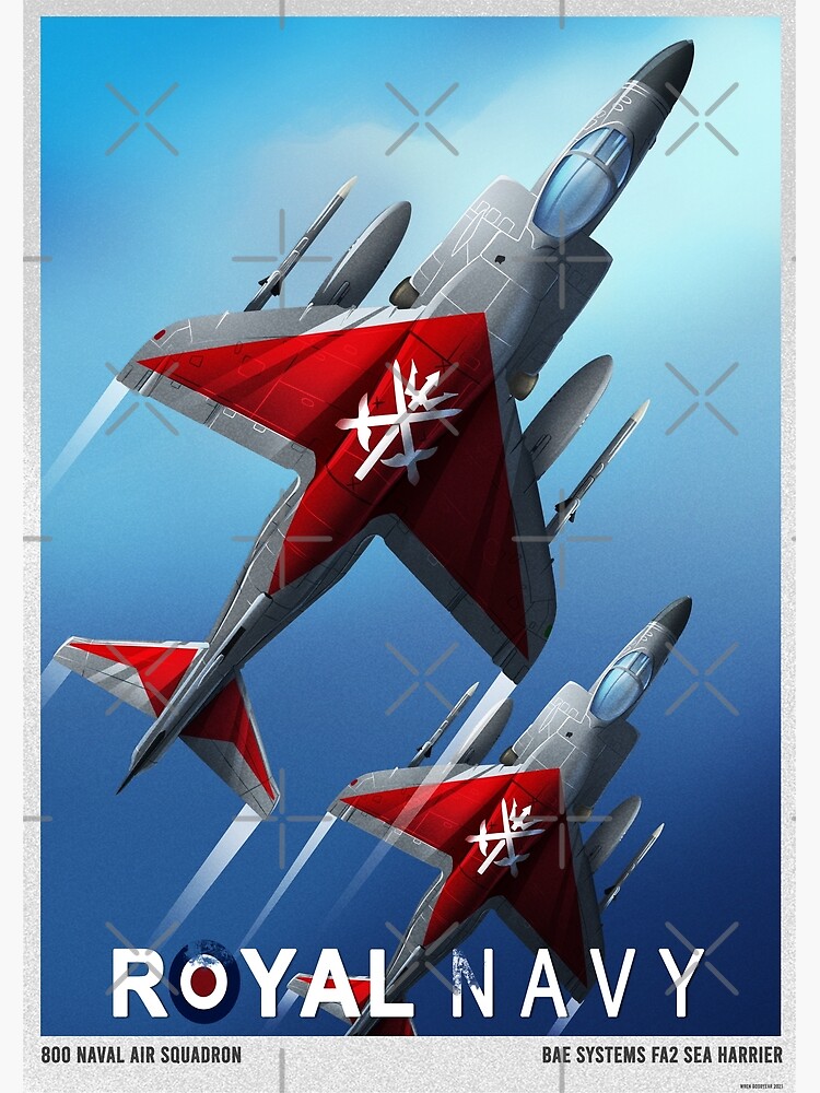 "Royal Navy Sea Harrier Vintage Retro Poster Art" Art Print for Sale by ...
