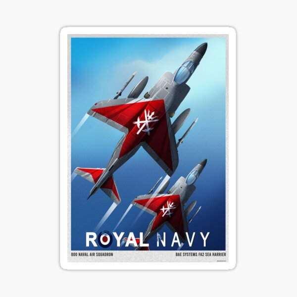 "Royal Navy Sea Harrier Vintage Retro Poster Art" Sticker for Sale by ...