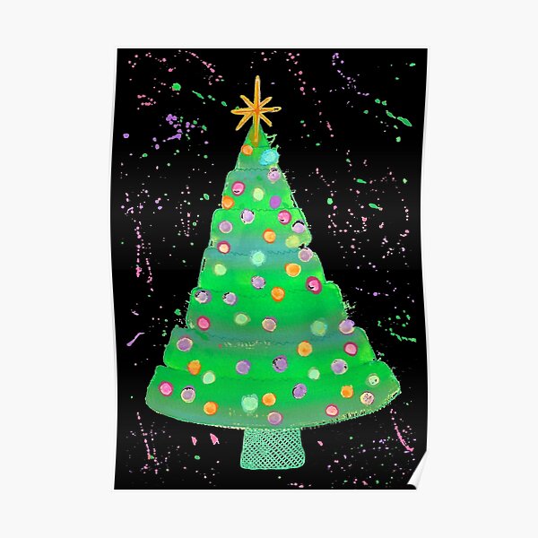 "Unique Hand Painted Tree For Christmas And Xmas" Poster for Sale by ...