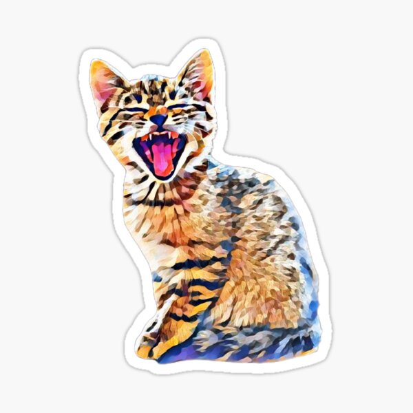 "Lazy cat painting" Sticker by ChandiG | Redbubble