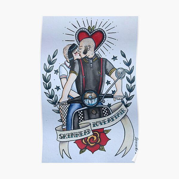 "Skinhead Love Affair Tattoo" Poster by NikkiMorris | Redbubble