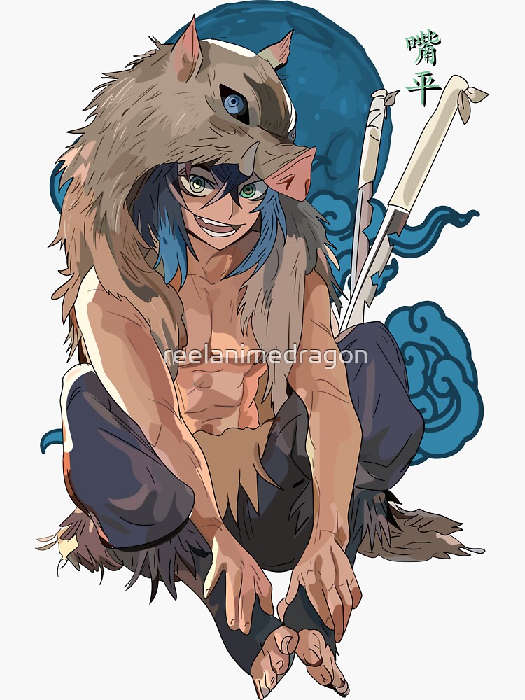 Pegatina «Inosuke Hashibira Real Face - Demon Slayer» de ...