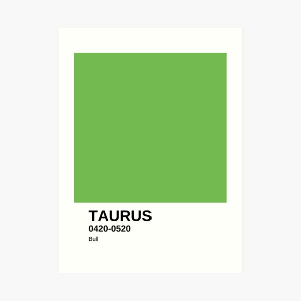 "Pantone Inspired Taurus Zodiac Sign Design, Astrology Pantone Chip ...