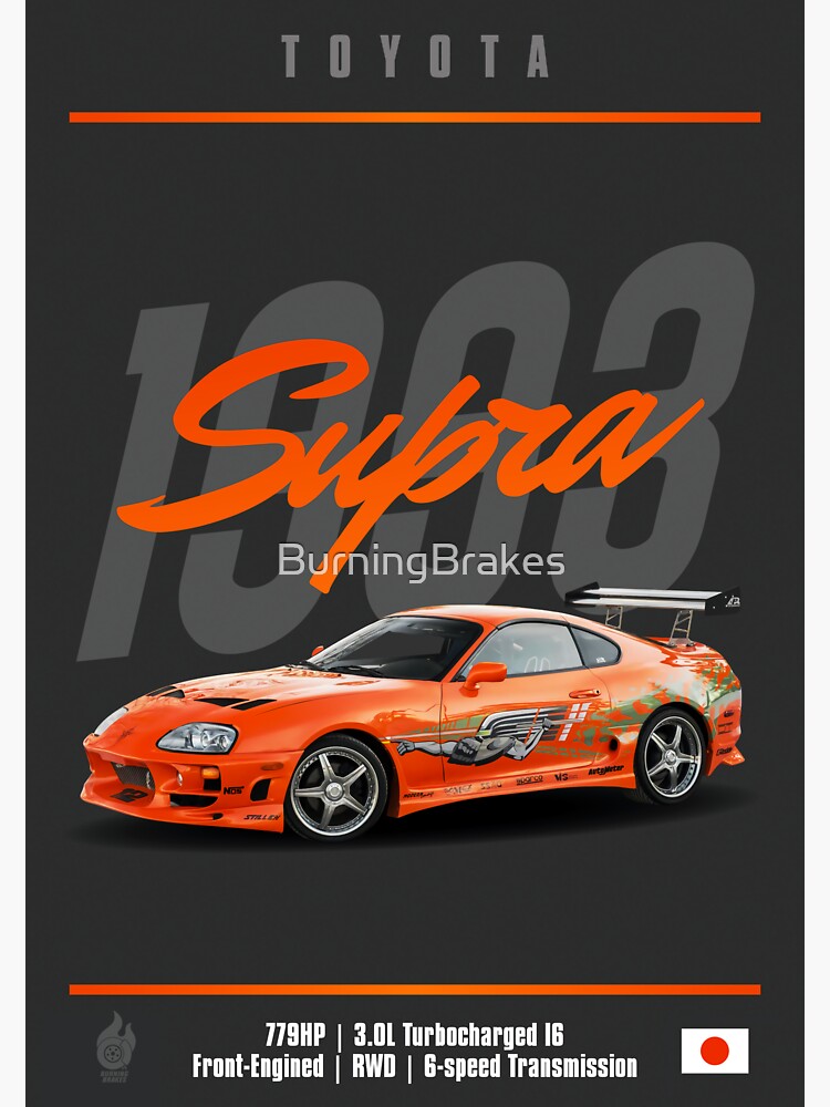 "FnF Supra 93' Specs PC" Sticker for Sale by BurningBrakes | Redbubble