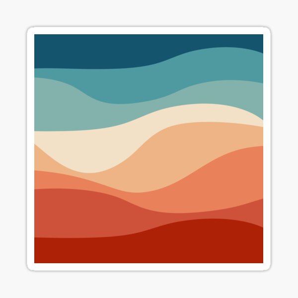 "Colorful retro style waves decoration" Sticker for Sale by ...