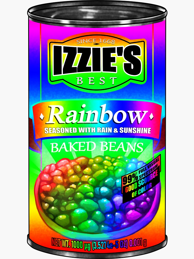 "Rainbow Baked Beans" Sticker for Sale by IzzieIndica | Redbubble