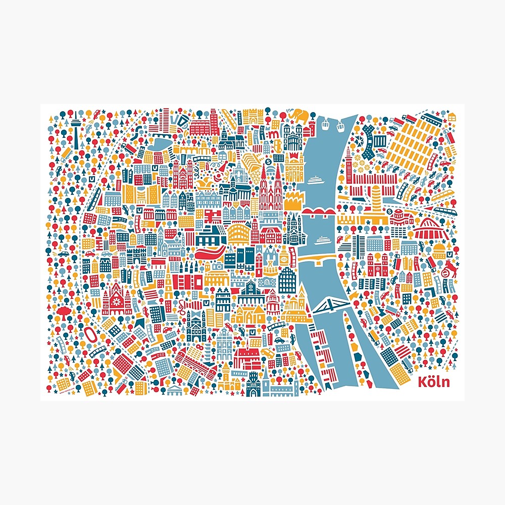 Prints Cologne Street Map COLOGNE Map Print COLOGNE City Map Cologne ...