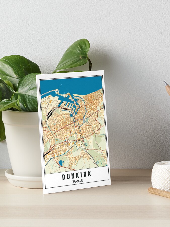 Lámina rígida con la obra «Mapa de Dunkerque» de PostersProf1 | Redbubble