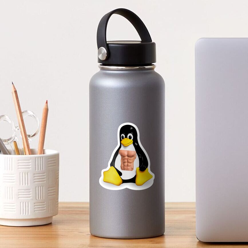 "Linux Tux Penguin Abs Funny" Sticker by BadModule | Redbubble