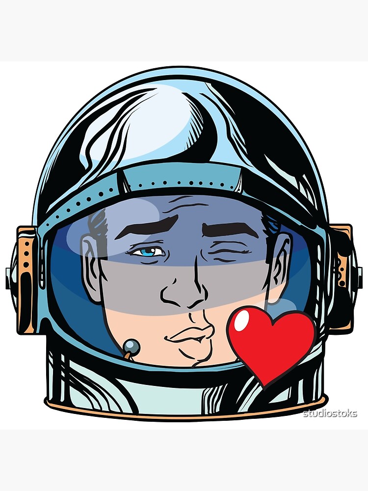 "emoticon kiss love Emoji face man astronaut retro" Art Print by ...