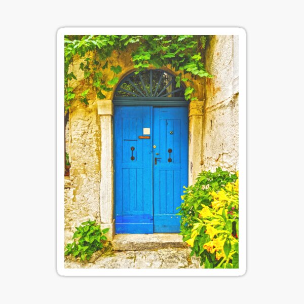 "Old Blue Wooden Door" Sticker for Sale by kallyfactory | Redbubble