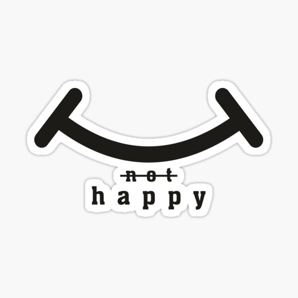 "not happy smile logo" Sticker for Sale by Fontier | Redbubble