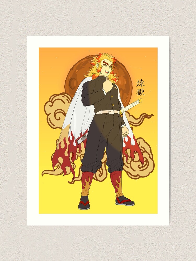 "Rengoku Kyojuro Smile - Demon Slayer" Art Print by reelanimedragon ...