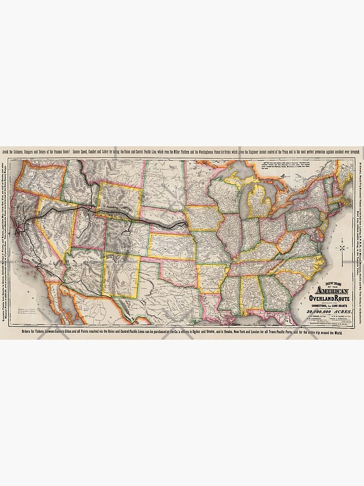 "1879 Map of the American Overland Route, North America's first ...