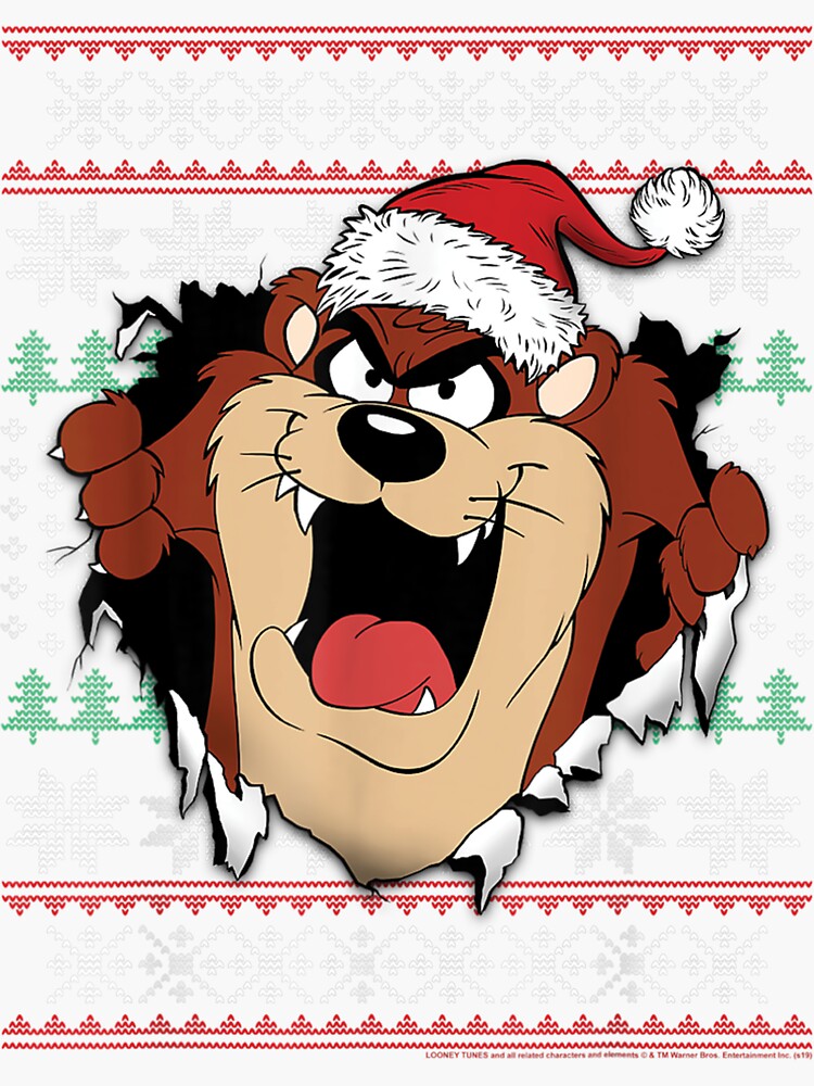 "Tasmanian Devil Christmas Ugly Sweater" Sticker for Sale by AliceLux ...