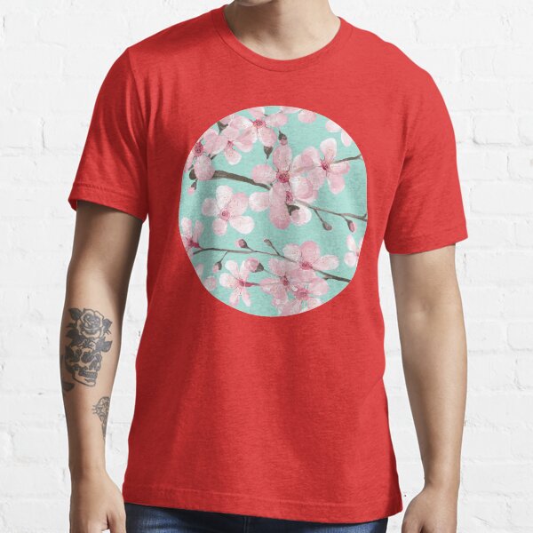"cherry blossom on mint, pink cherry blossom watercolor" T-shirt for ...