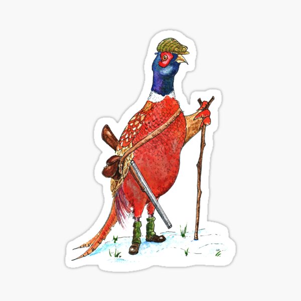 "Pheasant shooting in winter cartoon" Sticker by glarcombe | Redbubble