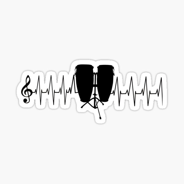 "Conga Drums and Heartbeat Line" Sticker for Sale by Primroaddesigns ...