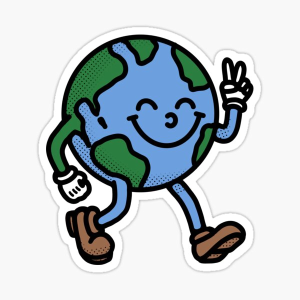 "Vintage Retro Cartoon Earth" Sticker by studioearthling | Redbubble