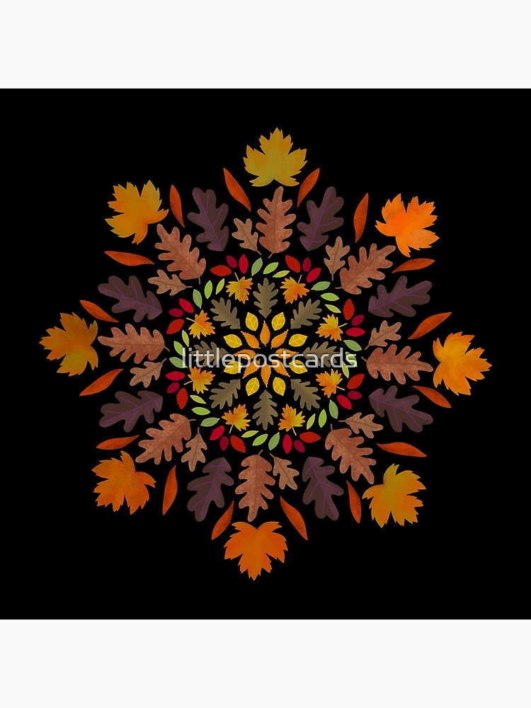 "Autumn Leaf Mandala Black" Poster for Sale by littlepostcards | Redbubble