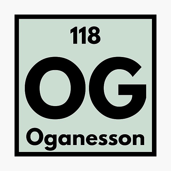 "Periodic Table element number 118 OG Oganesson" Photographic Print for ...