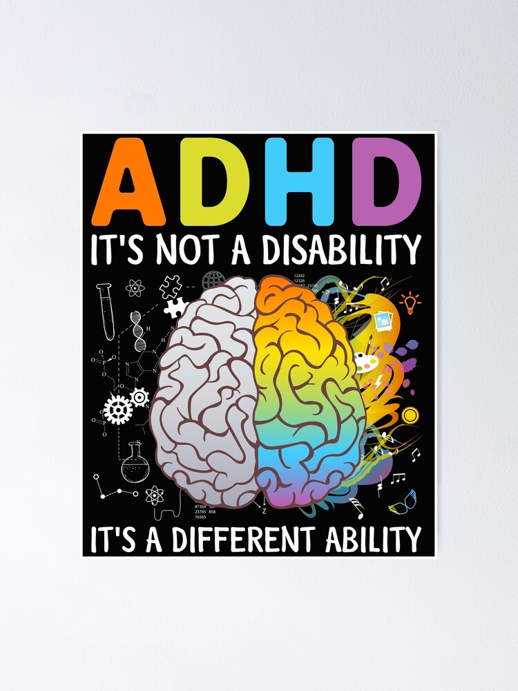 "ADHD It's Not A Disability It's A Different Ability Autism" Poster for ...