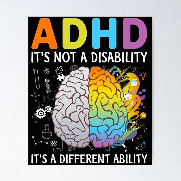 "ADHD It's Not A Disability It's A Different Ability Autism" Poster for ...