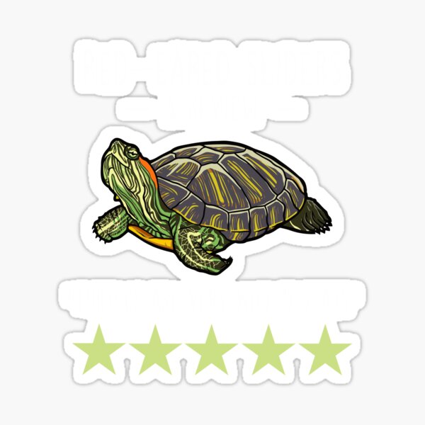 "Red-Eared Slider Turtle Review" Sticker by Psitta | Redbubble