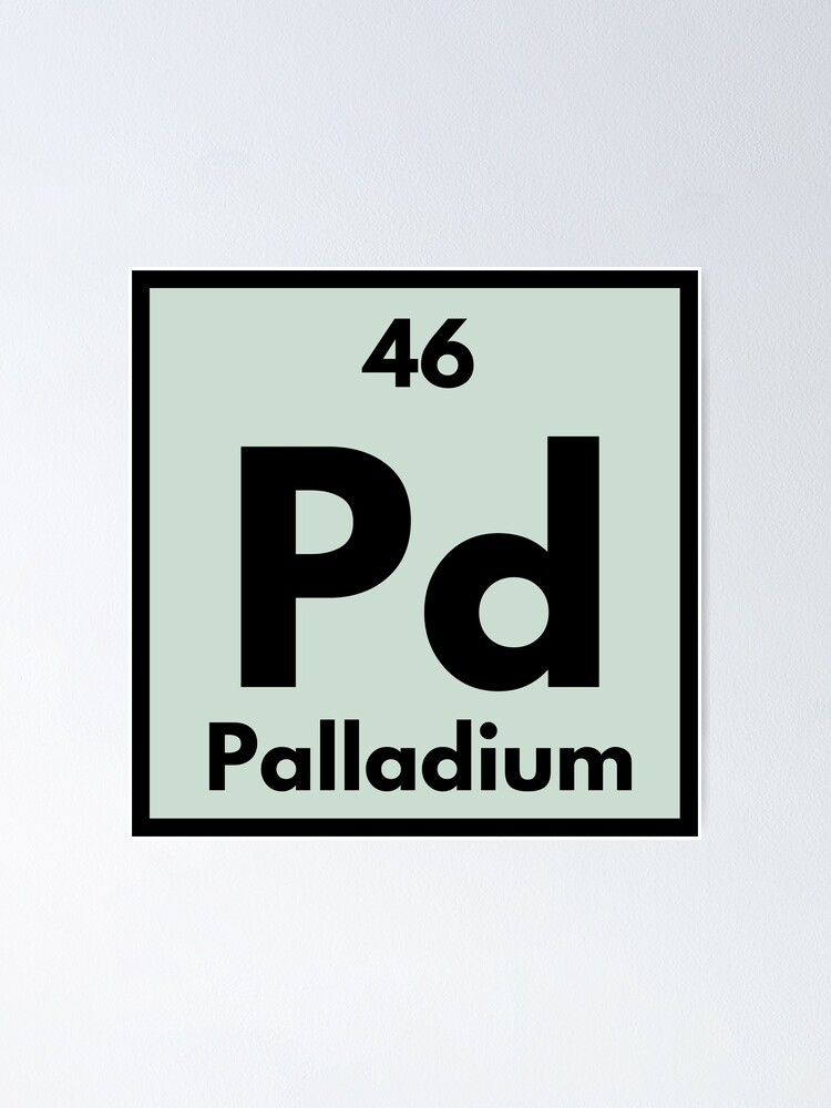 Poster « Numéro d'élément du tableau périodique 46 Pd Palladium », par ...