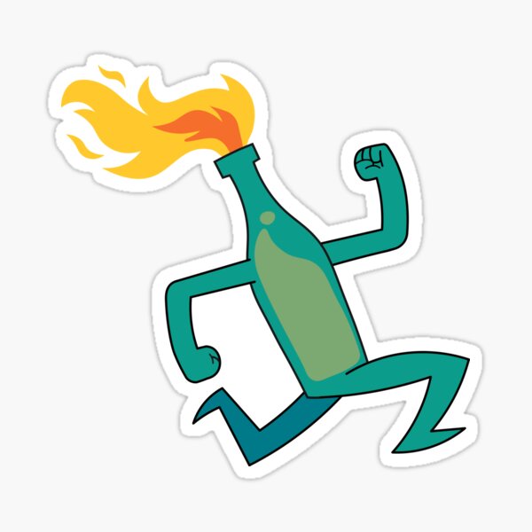 "Running Molotov Cocktail" Sticker for Sale by SuperAbsurdist | Redbubble