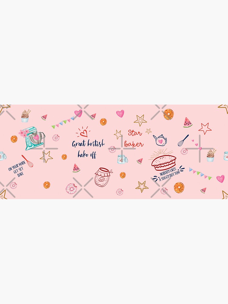 "great british bake off pattern british baking show gift" Sticker for ...