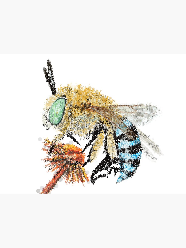 "Blue Banded Bee Pointillism Dot art" Poster by lokilovesart | Redbubble