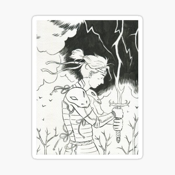 "The Thunder Sword - swordtember painting" Sticker for Sale by ...