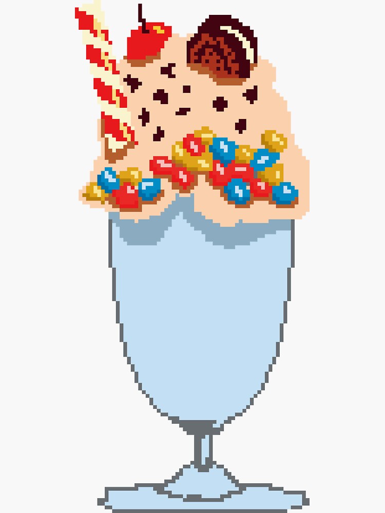 "Pixel Art Oreo Cookie Milkshake mit einer Kirsche an der Spitze ...