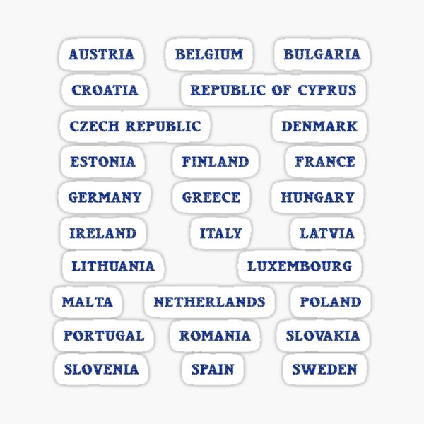 "EU countries / Europe / sticker pack" Sticker for Sale by Happy-Work ...