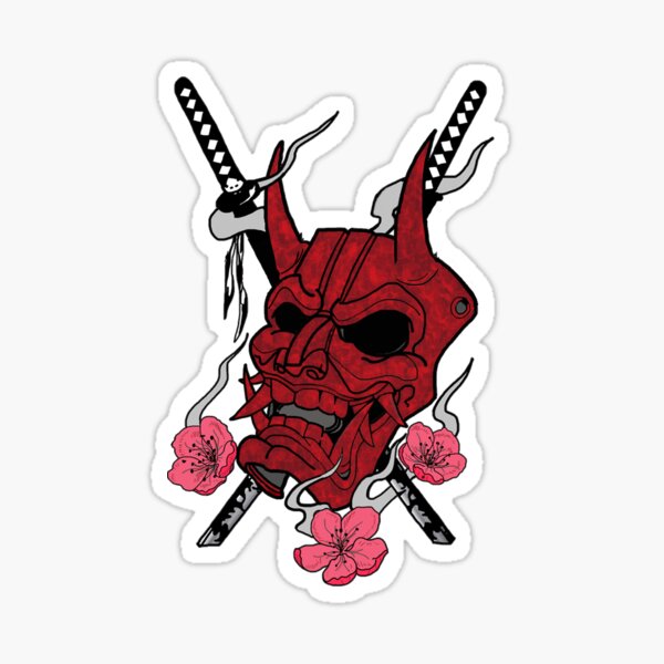 "Oni Mask Samurai Design" Sticker by AMemeShop | Redbubble