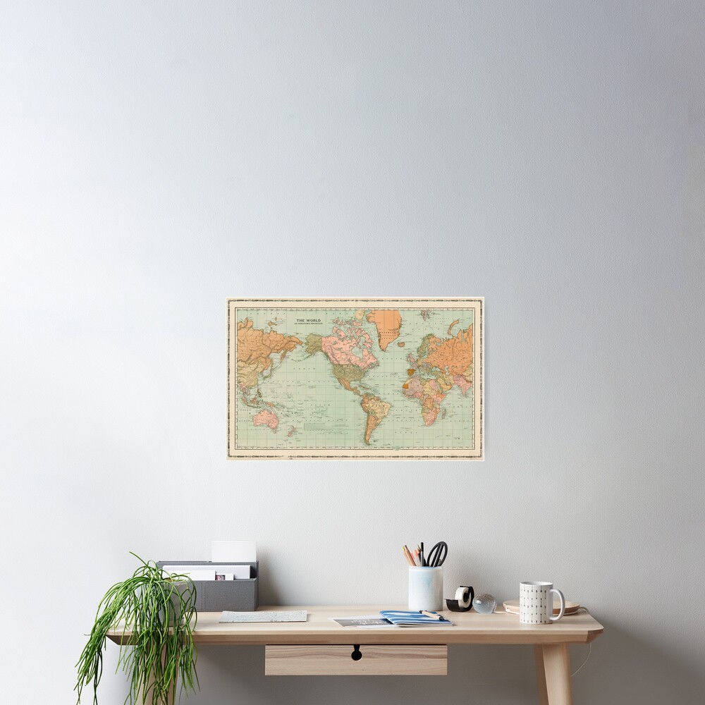 "1904 Vintage World Map" Poster for Sale by gin-nek-shop | Redbubble