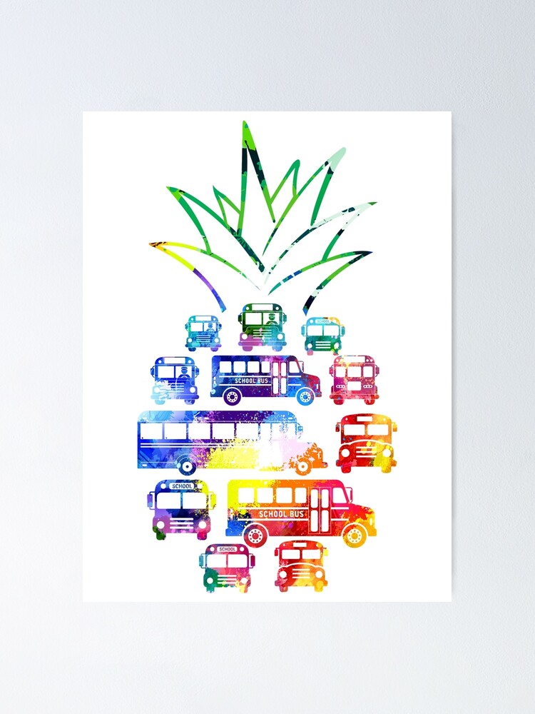 "School Bus pineapple watercolor" Poster for Sale by aggiexnjoz | Redbubble