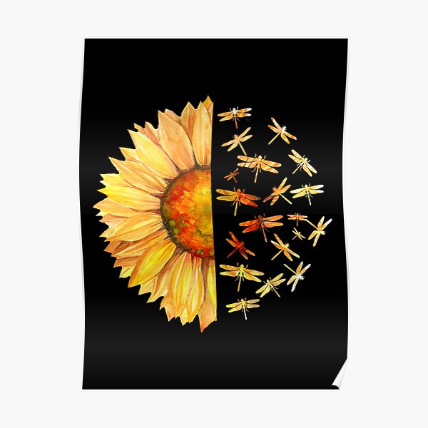 "dragonfly sunflower" Poster for Sale by lauricecmd | Redbubble