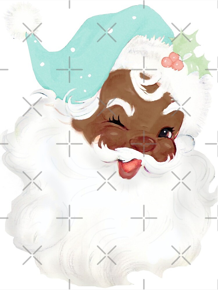 "Light Blue Vintage Christmas Winking Black Santa Claus with Aqua Hat ...