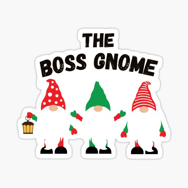 "The Boss Gnome Buffalo Plaid Christmas, happy holiday " Sticker for ...