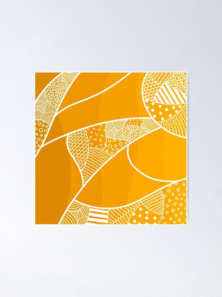 "Geometric pattern in gradient mustard yellow color blocks" Poster for ...