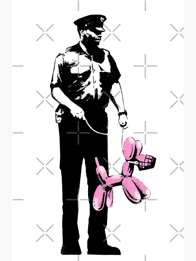 "Banksy Security guard with balloon dog" Art Print by MoreFaces | Redbubble