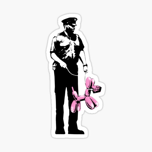 "Banksy Security guard with balloon dog" Sticker for Sale by MoreFaces ...