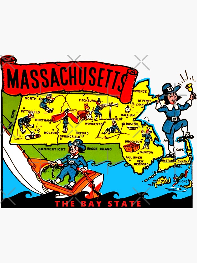 "Massachusetts State Map Vintage Travel Decal" Sticker for Sale by ...