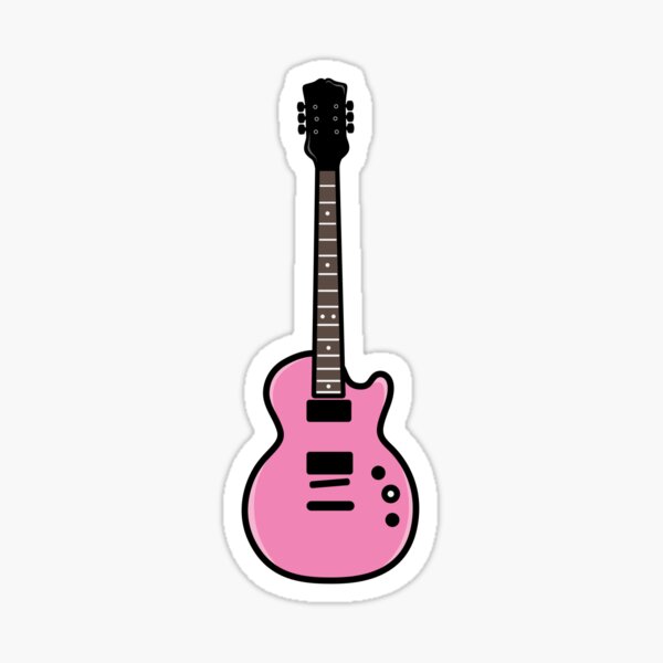 "Pink Guitar Sticker" Sticker for Sale by NPolandDesigns | Redbubble
