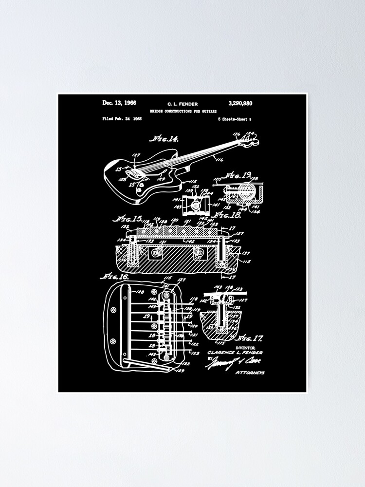 "Lover Engineering Drawing Guitar Patent Print 1966 - Vintage Musical ...