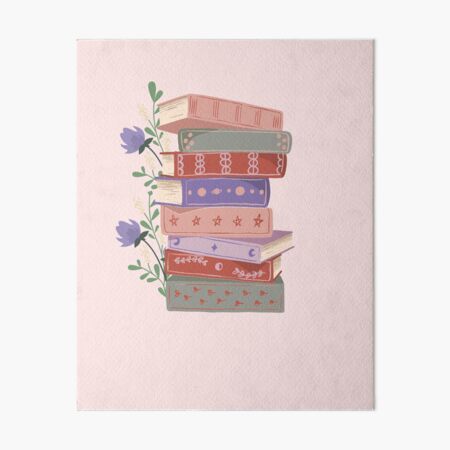 "Cute book stack with flowers sticker" Art Board Print by BookishSpace1 ...